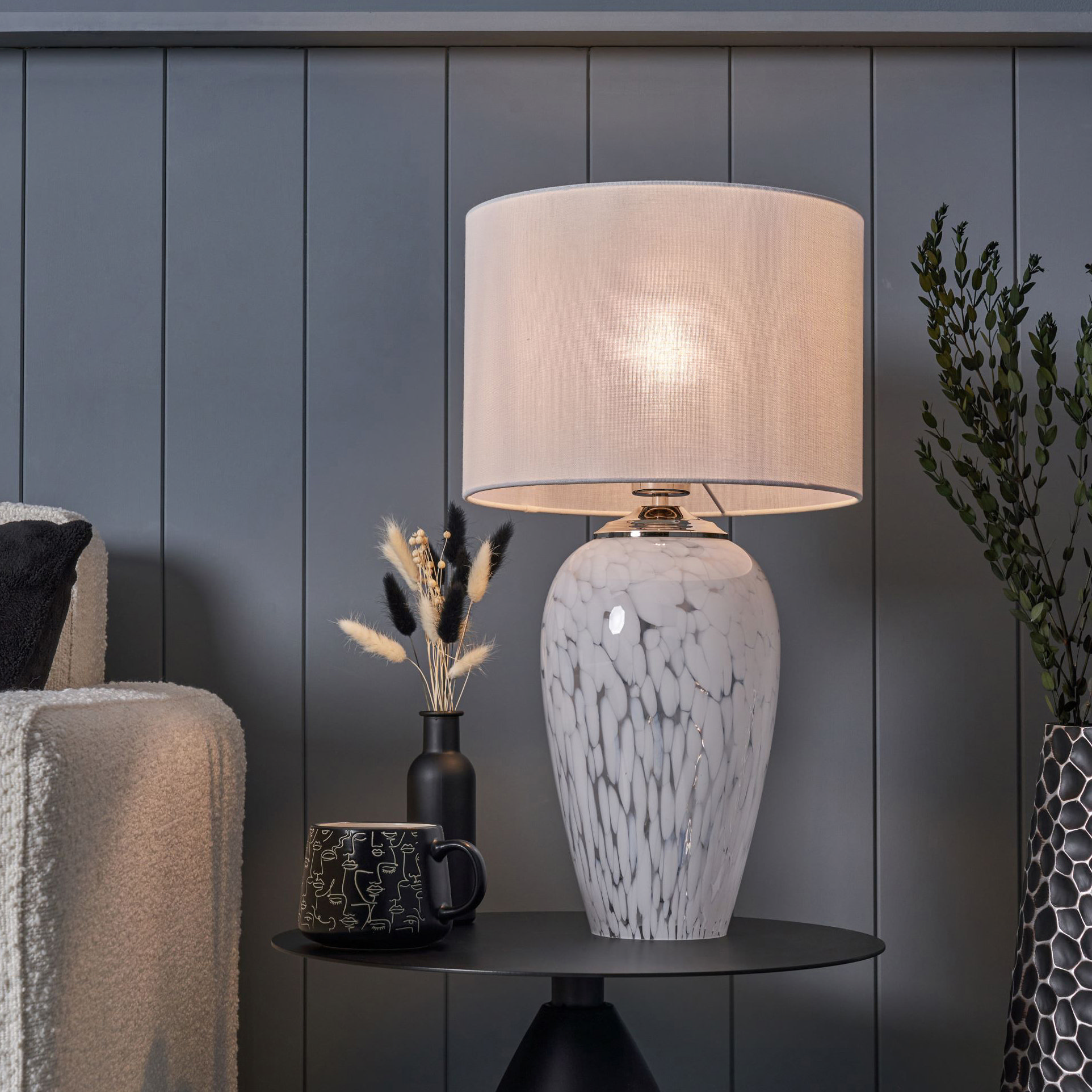 Agnes Confetti Glass White Table Lamp