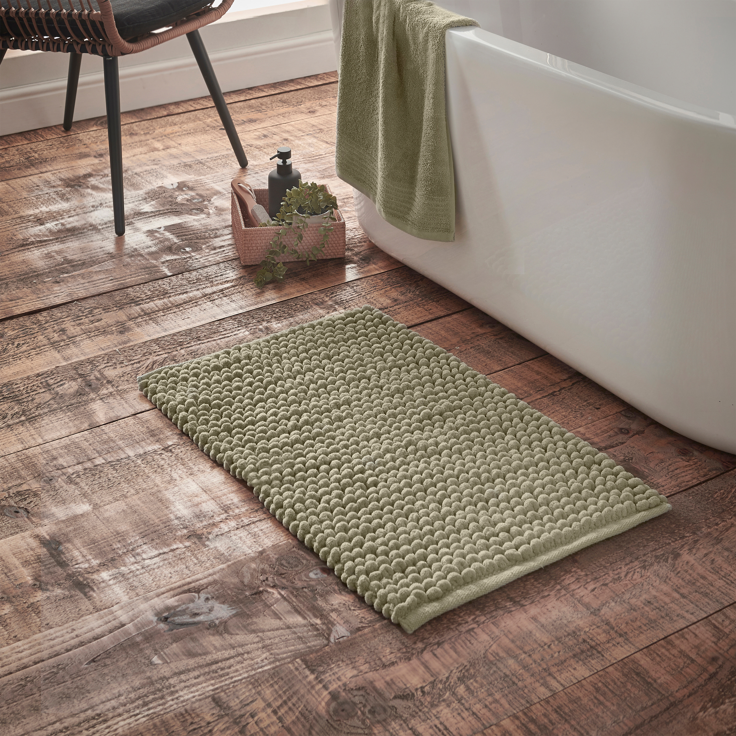 Aspen Sage Green Bobble Bath Mat