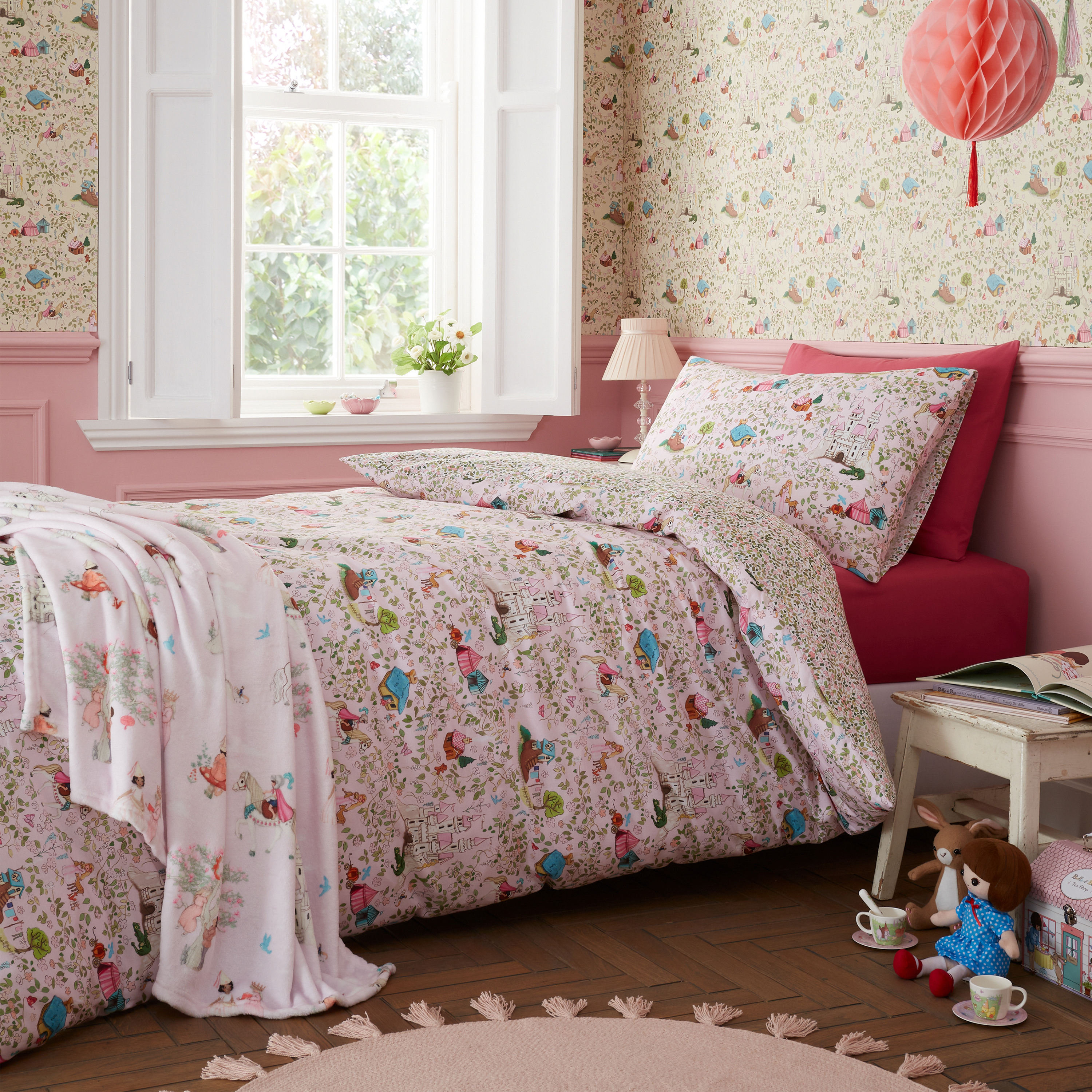 Fairytale 100% Cotton Pink Kids Duvet Cover Set | MFI
