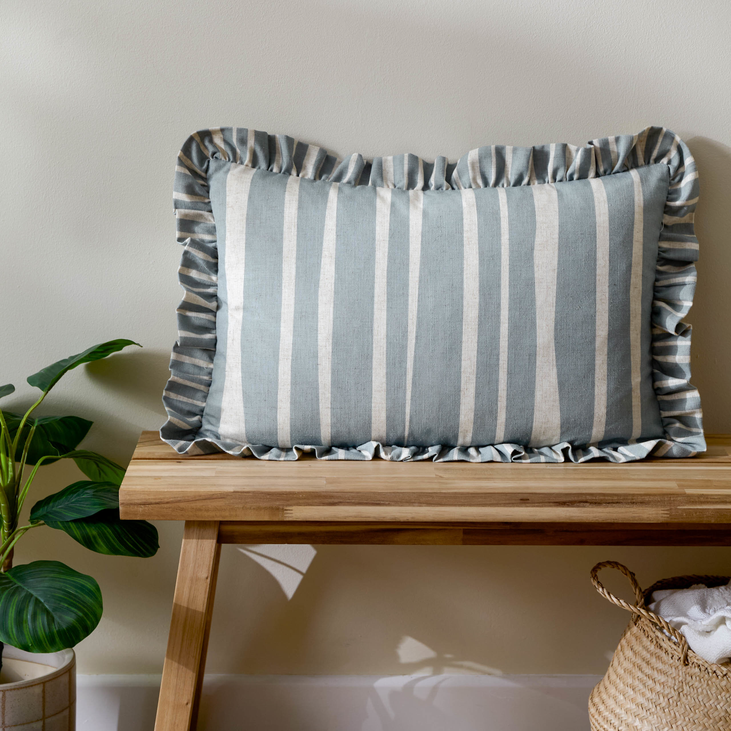 Carmon Blue & White Striped 40cm X 60cm Cushion | MFI