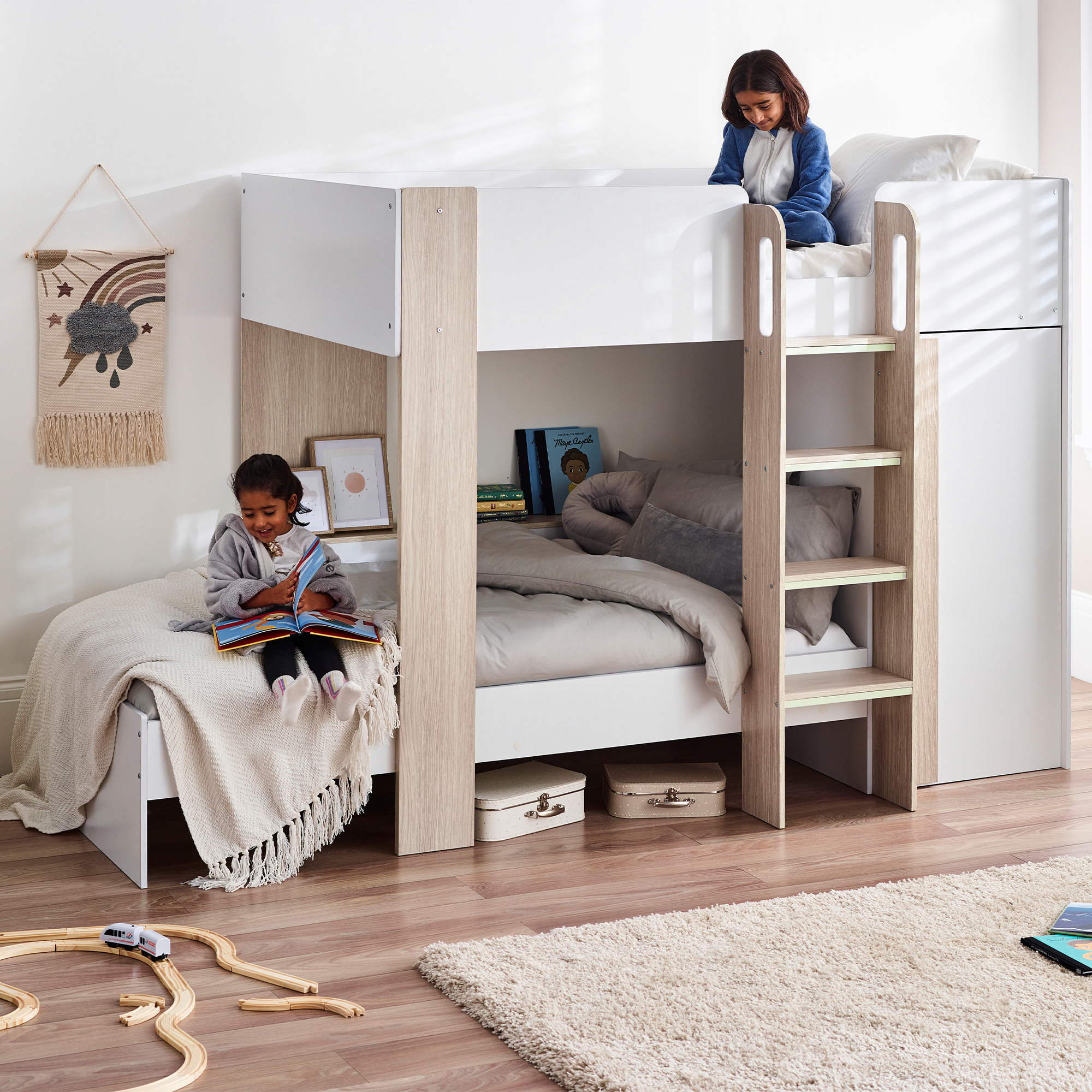 Colwyn Pale Wood & White Bunk Bed | MFI