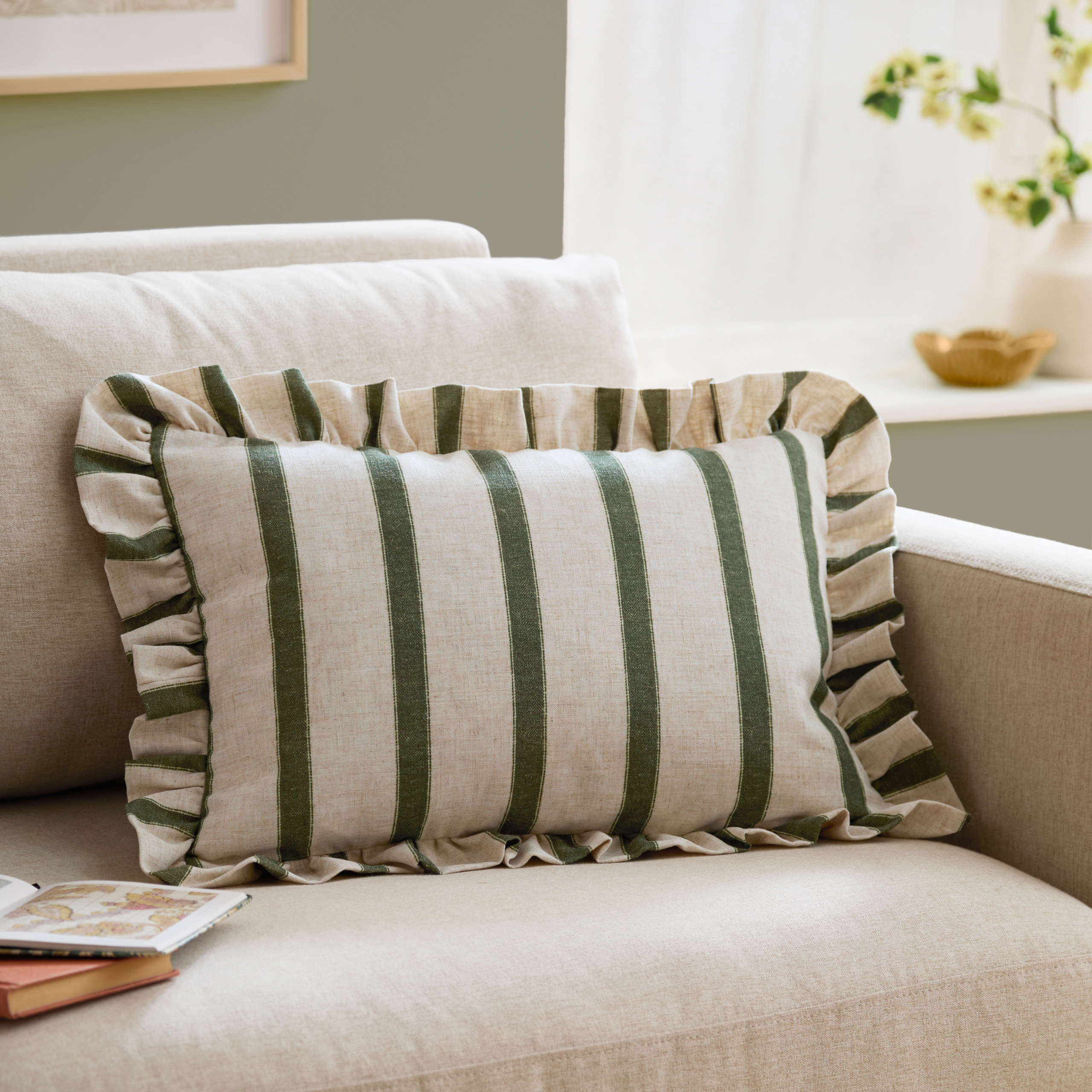 Moss Green Connie Feather Filled Cushion 35x50cm | MFI