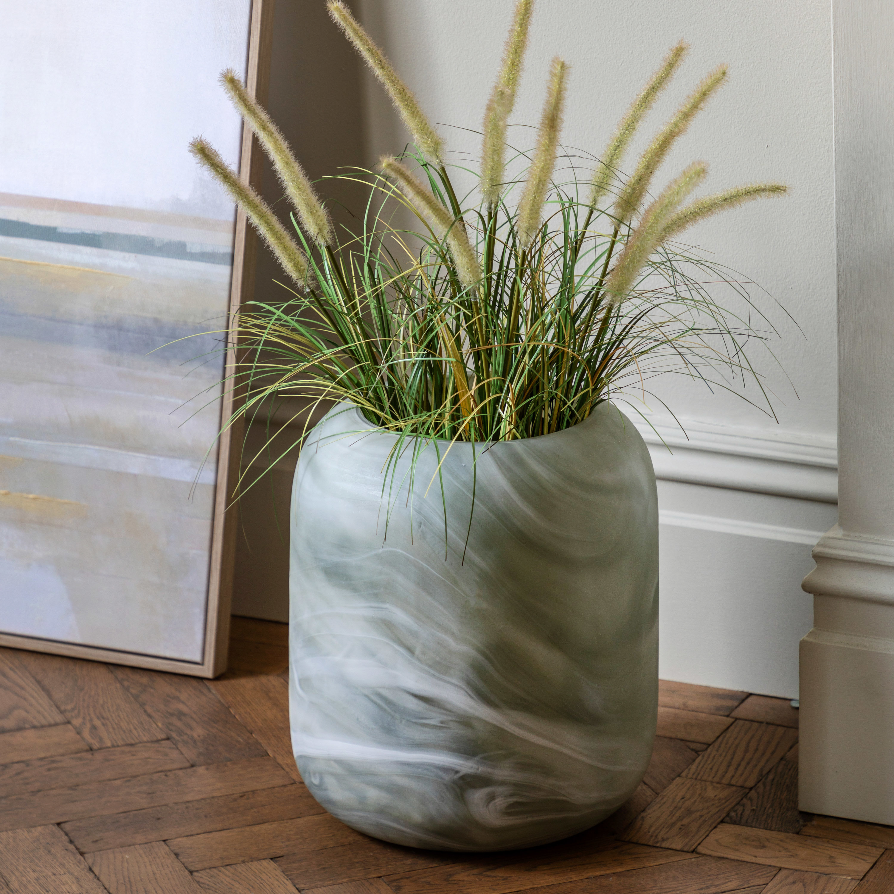 Buy Ellen Handblown Glass Marble Finish Vase | MFI