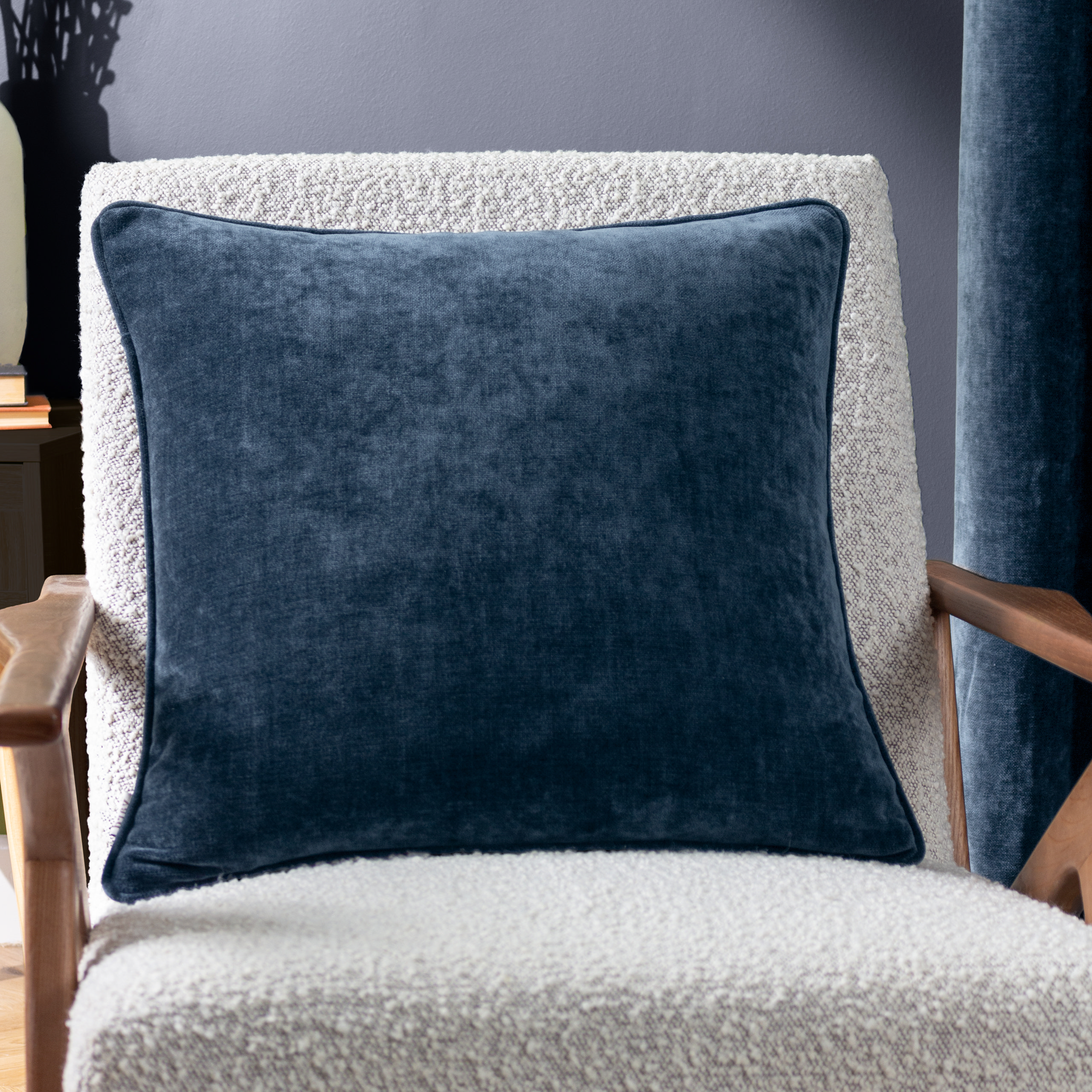 Navy Heavy Chenille Feather Cushion 50x50cm | MFI