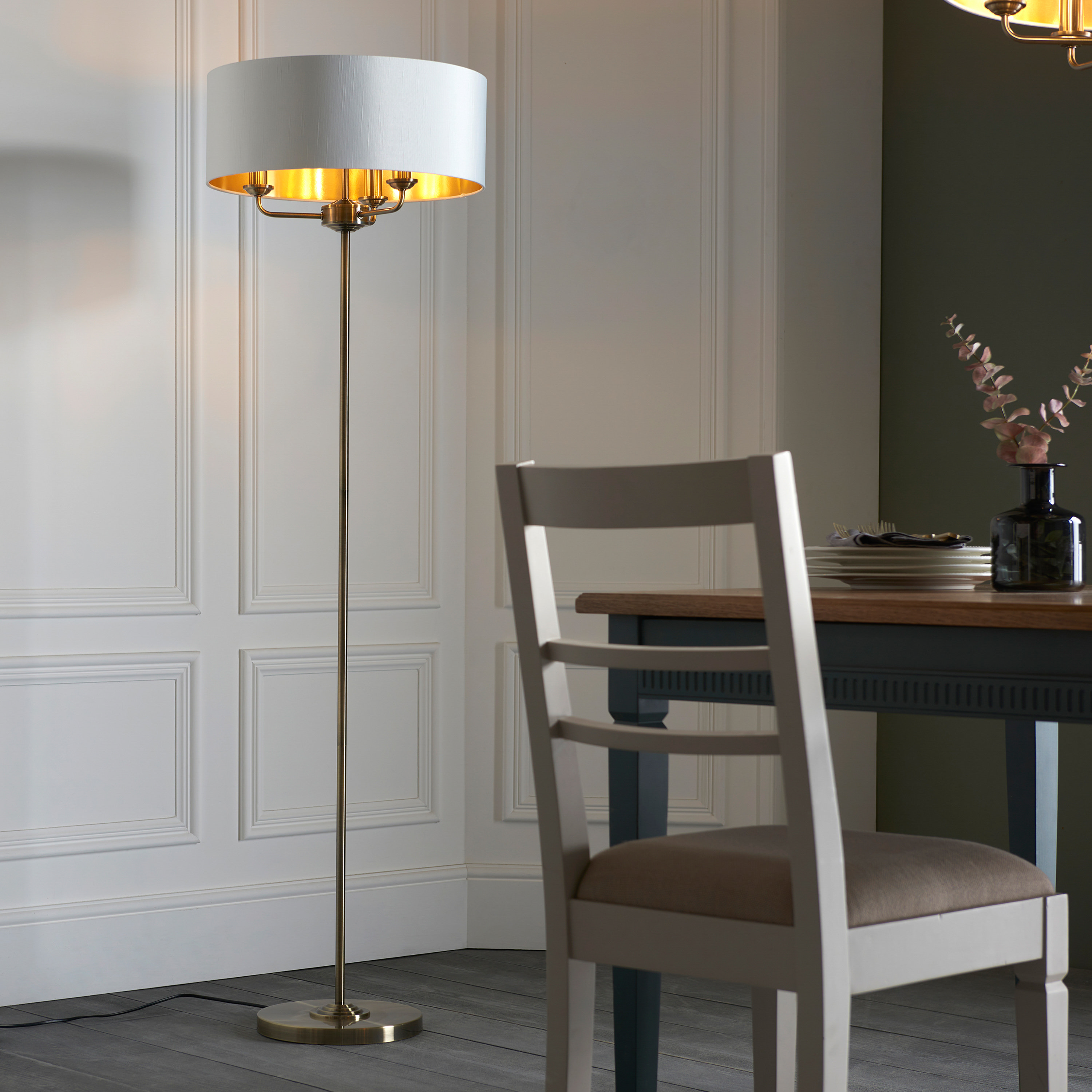Kensington Antique 3 Light Floor Lamp | MFI