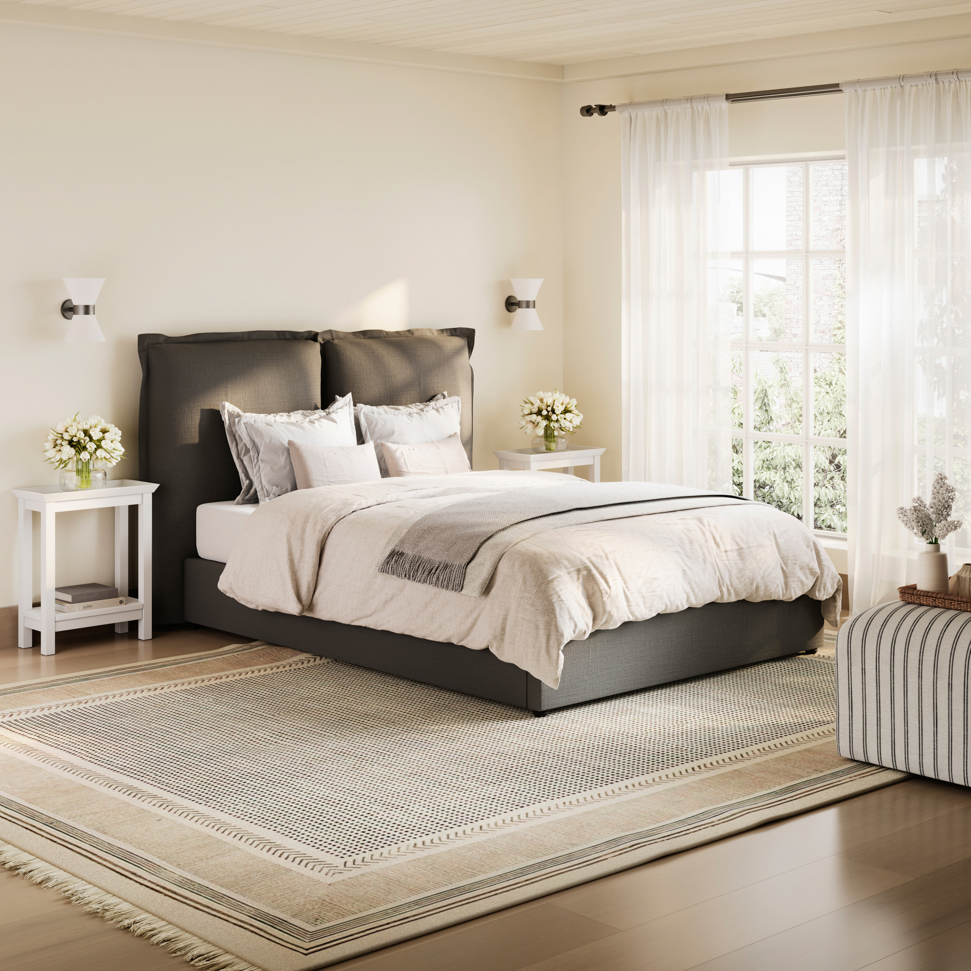 Lucca Grey Linen Blend Pillow Bed