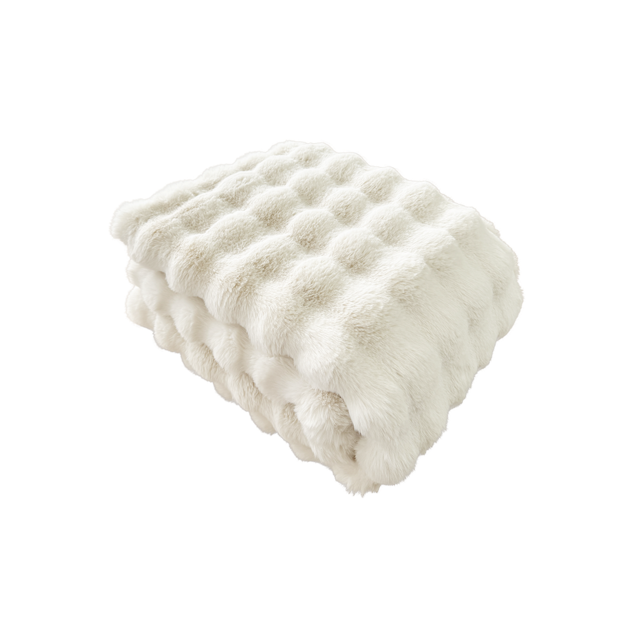 Natural Coloured Luxury Bubble Faux Fur Throw | MFI