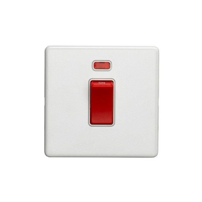 Lyss White 45A Single Cooker Switch /w Neon Light | MFI