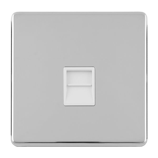 Lyss Screwless Polished Chrome Telephone Socket | MFI