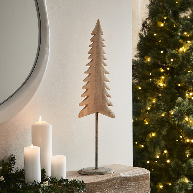 Medium White Wooden Tree Christmas Decoration | MFI