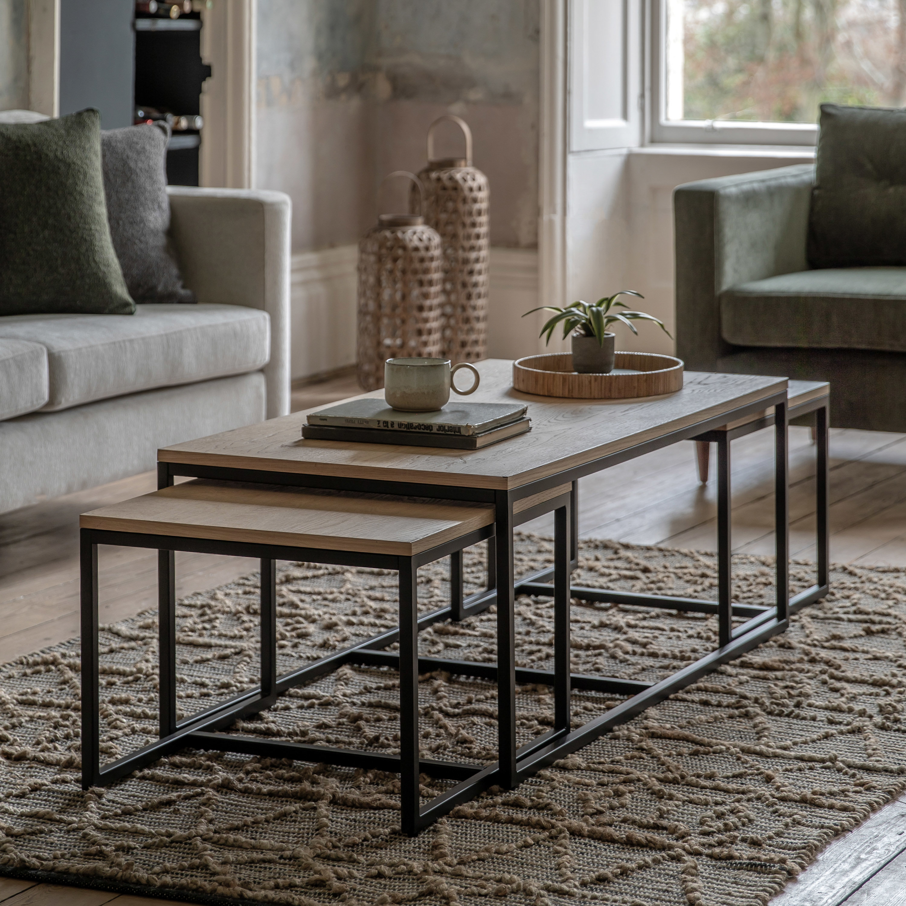 Metro Oak Nesting Coffee Tables | MFI