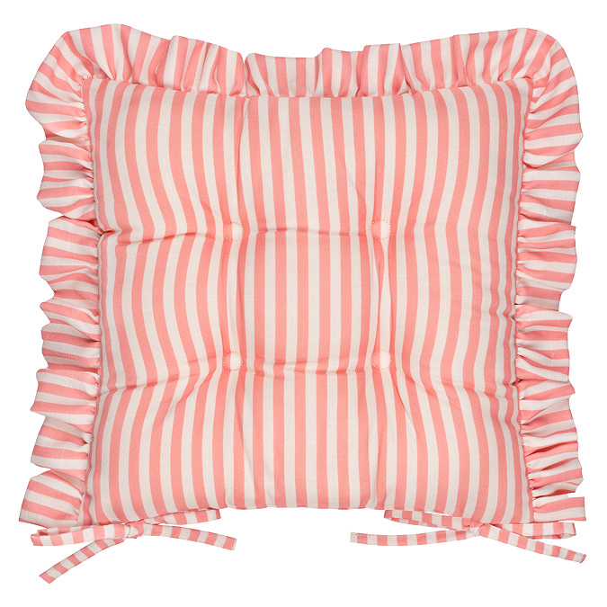 Millie Ruffle 40cm Pink & White Ruffle Seat Pads - 2 Pack | MFI