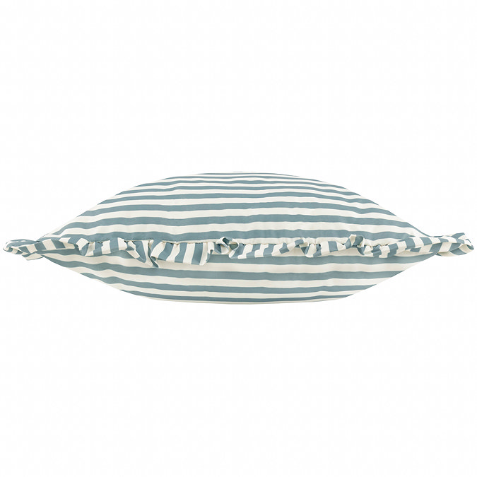 Mille Ruffle 50cm Blue & White Stripe Outdoor Cushion | MFI