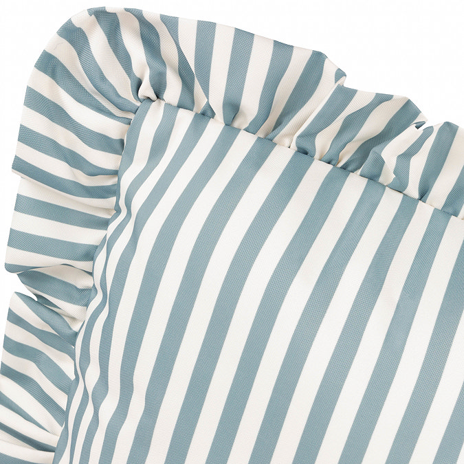 Mille Ruffle 50cm Blue & White Stripe Outdoor Cushion | MFI