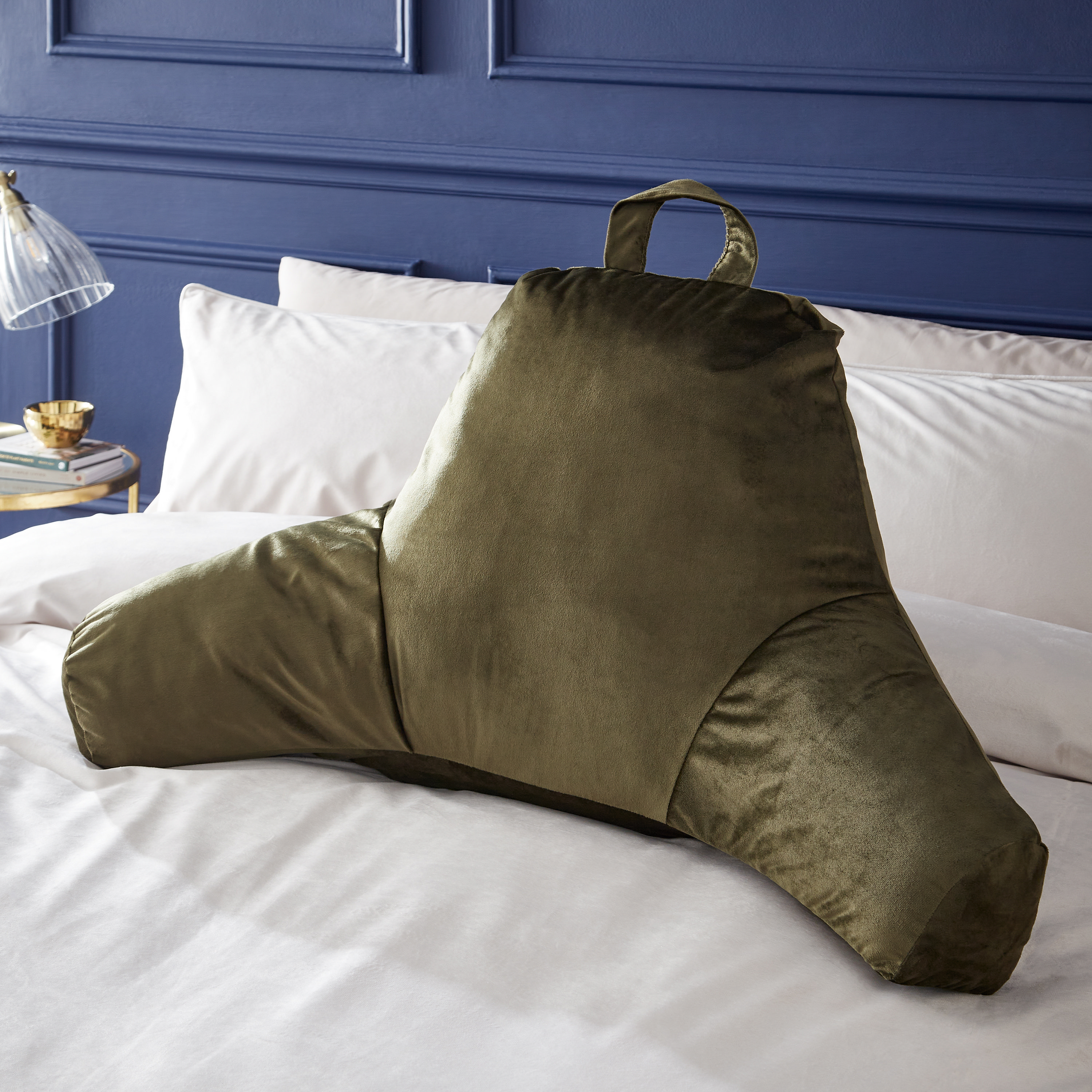 Olive Green Snuggle Velvet Cuddle Cushion | MFI
