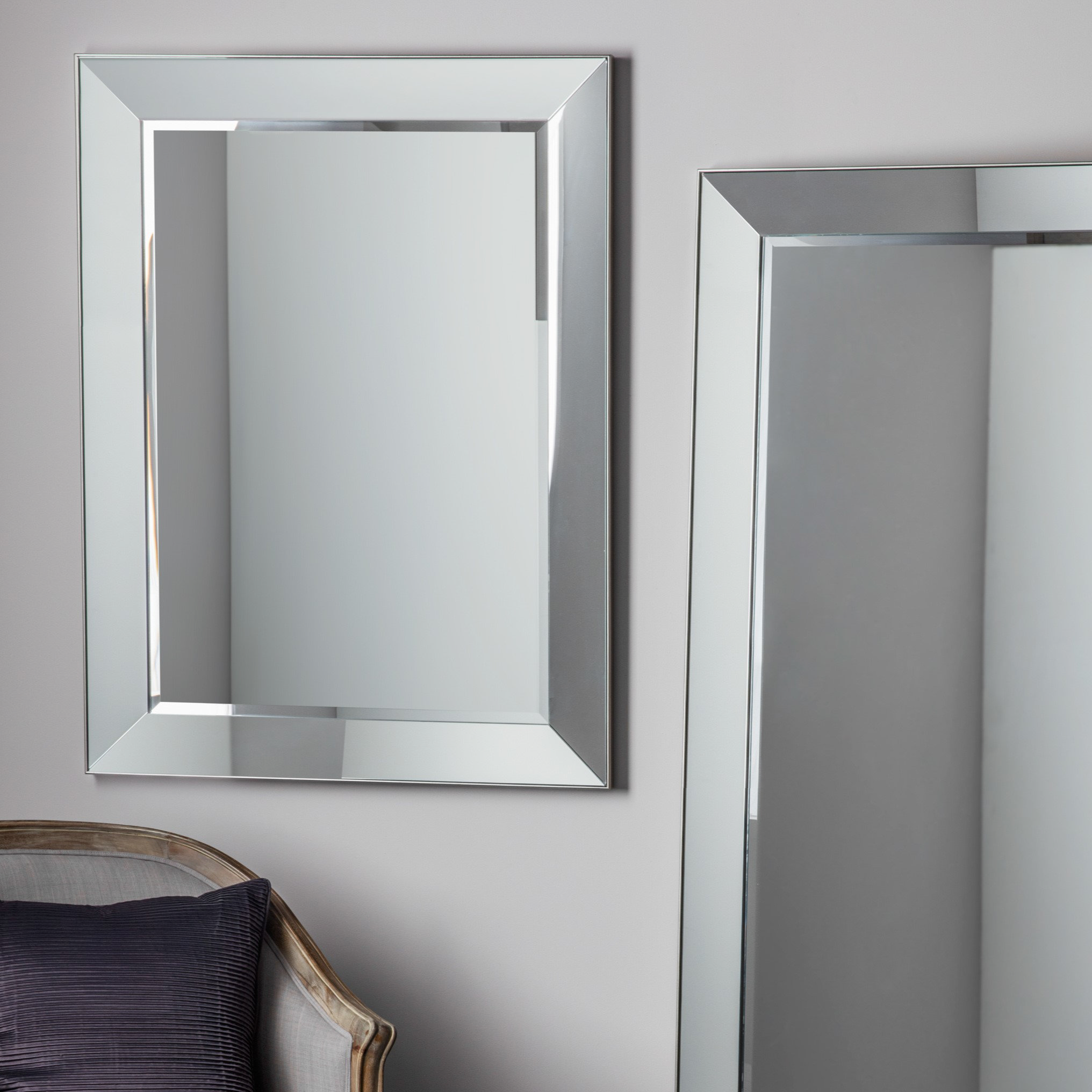 Venice Angled Silver Frame Wall Mirror | MFI